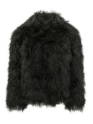 MARTHA LOUIS Martha Louis Mongolian Shearling Jacket With Wide Neck