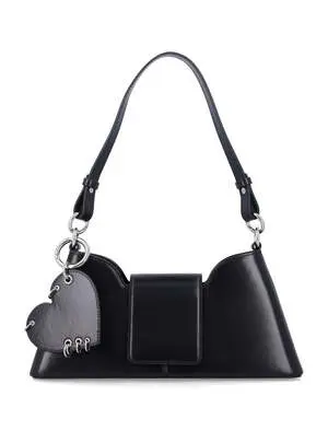 JUSTINE CLENQUET Marla Geometric Leather Handbag With Heart Charm, 14 Cm X 32 Cm X 7 Cm - Nero
