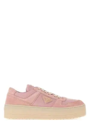Prada 4 Cm Platform Fabric And Suede Downtown Bold Sneaker