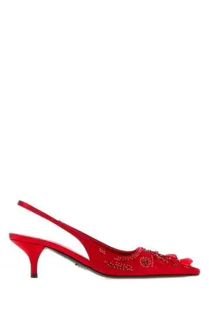 Prada Satin Pump With 5 Cm Heel - Red