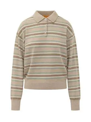 Guest In Residence Cashmere Striped Polo - Sandstone Combo