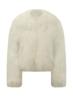 MARTHA LOUIS Mongolia Shearling Turtleneck Jacket - White