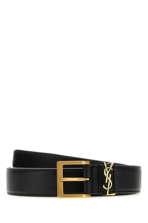 Saint Laurent Calf Leather Belt With 3 Cm Height And Golden Hardware - Black