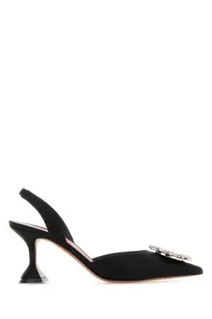 Amina Muaddi Satin Begum Pumps - Black