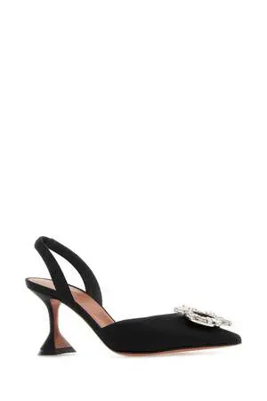 Amina Muaddi Satin Begum Pumps - Black