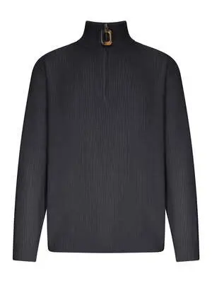 JW Anderson J.w.anderson Ribbed Sweater With High Neck And Zip - Multicolor