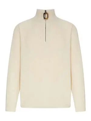 JW Anderson J.w.anderson Ribbed Sweater With High Neck And Zip