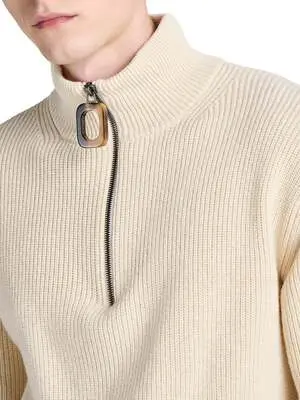 JW Anderson J.w.anderson Ribbed Sweater With High Neck And Zip