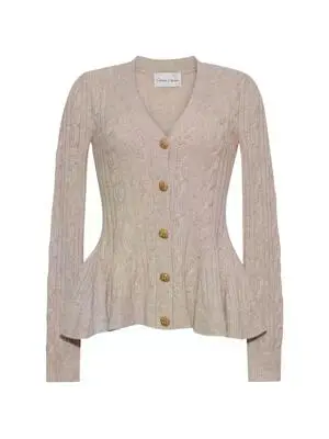Cara Cara Kiko Cable-knit Peplum Cardigan - Neutrals