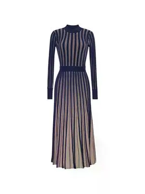 Cara Cara Mariella Striped Wool Midi Dress - Blue