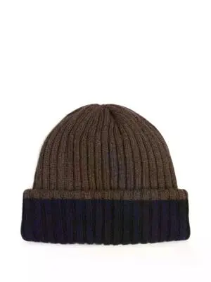 Fedeli Ribbed-knit Beanie Hat - Brown