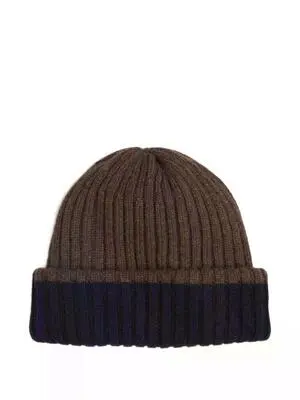 Fedeli Ribbed Knit Beanie Hat - Brown