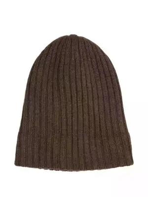 Fedeli Ribbed Knit Beanie Hat - Brown