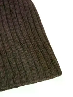 Fedeli Ribbed Knit Beanie Hat - Brown
