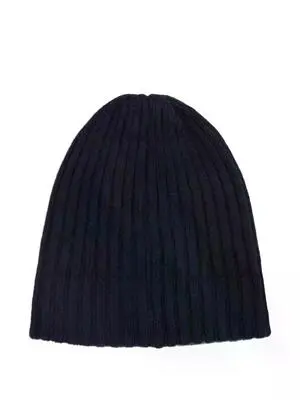 Fedeli Ribbed Cashmere Beanie Hat - Blue