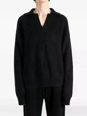 UMA WANG Ribbed-knit Spread-collar Sweater