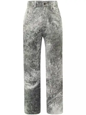 DANCASSAB Ruth Distressed-effect Leather Trousers - Grey