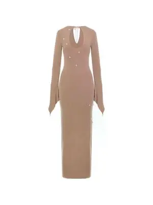 MANURI Maxi Crystal-embellished Cut-out Dress - Neutrals