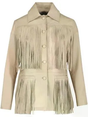 DANCASSAB Dixie Fringed Leather Jacket - Neutrals
