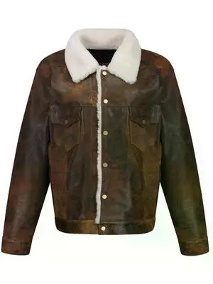 DANCASSAB Giulia Shearling-trim Leather Jacket - Brown