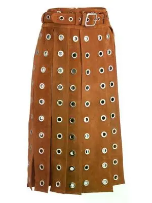 DANCASSAB Vera Eyelet Belted Skirt