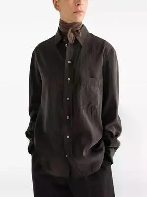LEMAIRE Straight Shirt In Dry Silk - Brown