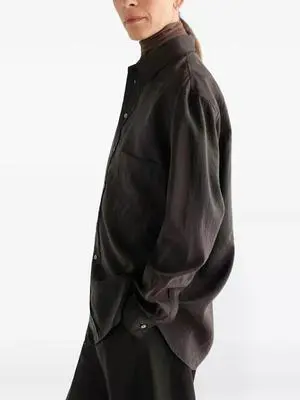 LEMAIRE Straight Shirt In Dry Silk - Brown