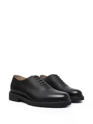 SCAROSSO Rupert Hammered Leather Oxford Shoes - Black