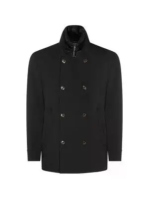 MONTECORE Double-breasted High-neck Coat - Black
