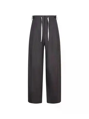CROQUIS Pinstripe-pattern Drawstring Trousers - Grey