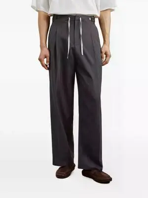 CROQUIS Pinstripe-pattern Drawstring Trousers