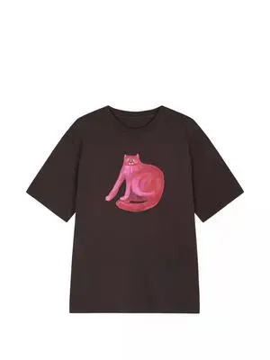 JNBY Cat-print Short-sleeve T-shirt - Brown