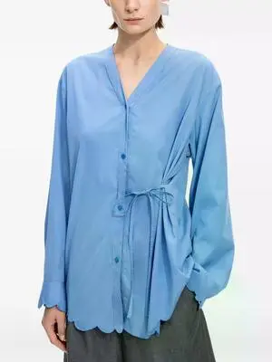 JNBY Scalloped-edge Side-tie Shirt - Blue