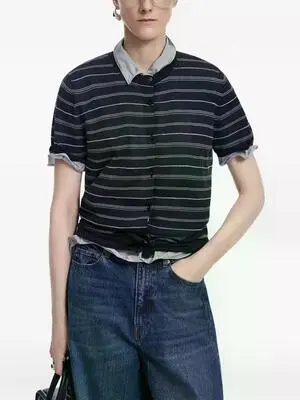 JNBY Striped Cropped Cardigan