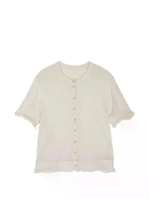 LESS Raw-edge Short-sleeved Cardigan - Neutrals
