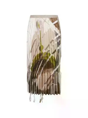 JNBY Abstract-print Pleated A-line Midi Skirt