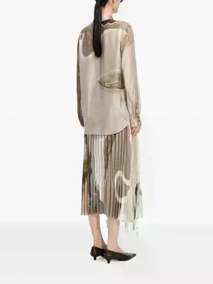 JNBY Abstract-print Pleated A-line Midi Skirt