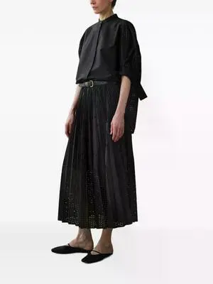 LESS Laser-cut Three-quarter Sleeve Shirt - Black
