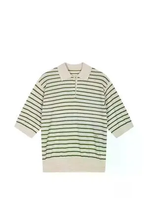 LESS Short-sleeved Striped Polo Shirt