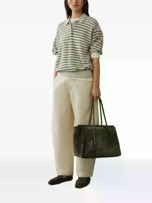 LESS Short-sleeved Striped Polo Shirt