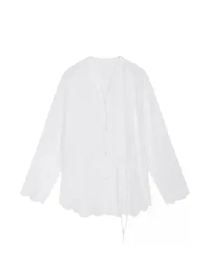 JNBY Scalloped-edge Wrap-tie Shirt - White