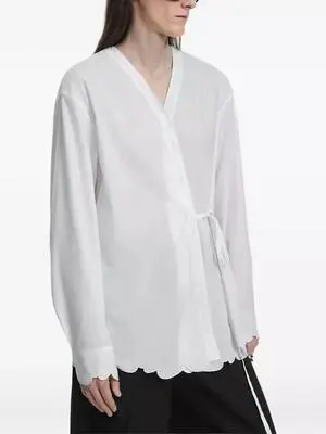 JNBY Scalloped-edge Wrap-tie Shirt - White