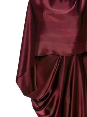 ISABEL SANCHIS Draped Shoulder-cape Gown