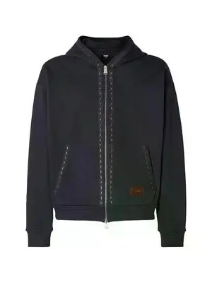 Fendi Contrast-stitch Zip-up Hoodie - Blue