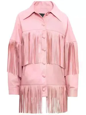 DANCASSAB Loretta Fringed Leather Jacket - Pink