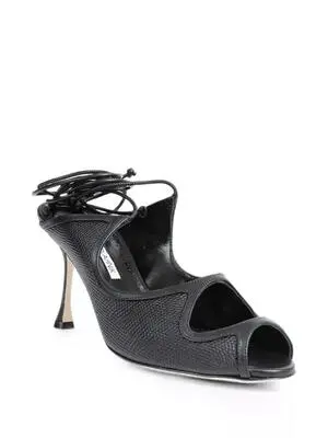 Manolo Blahnik Prosta Lace-up Cut-out Heeled Sandals