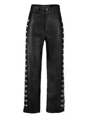 DANCASSAB Amira Chain-embellished Leather Trousers - Black