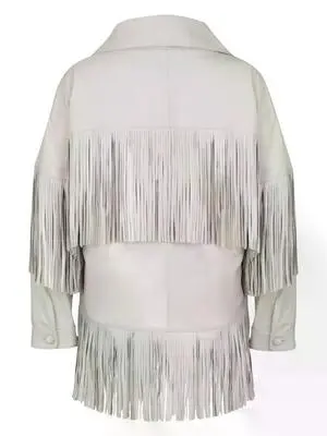 DANCASSAB Loretta Fringed Leather Jacket - Grey