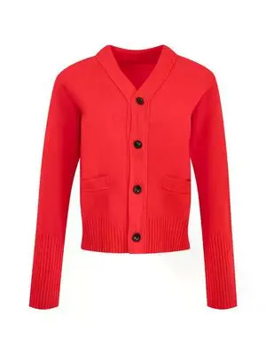 Sacai Ribbed-knit Cardigan - Red