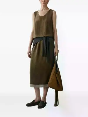 LESS Polka-dot Silk Midi Skirt